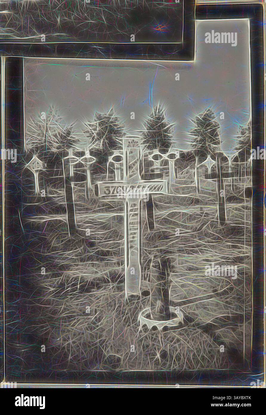 A tranquil cemetery scene featuring weathered gravestones surrounded by ...