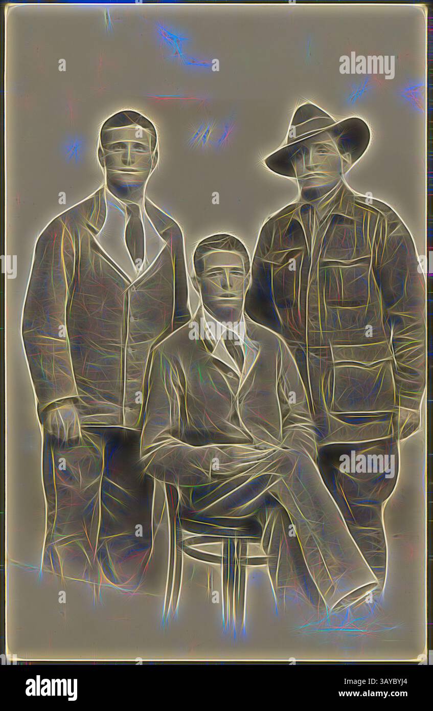 Three men stand together, showcasing distinct styles. The man on the ...