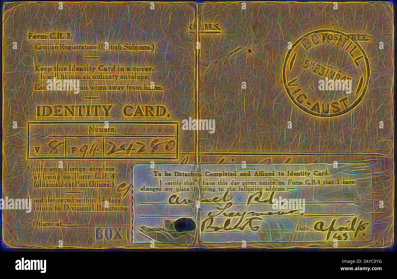 An identity card featuring a distinctive design, with sections for ...