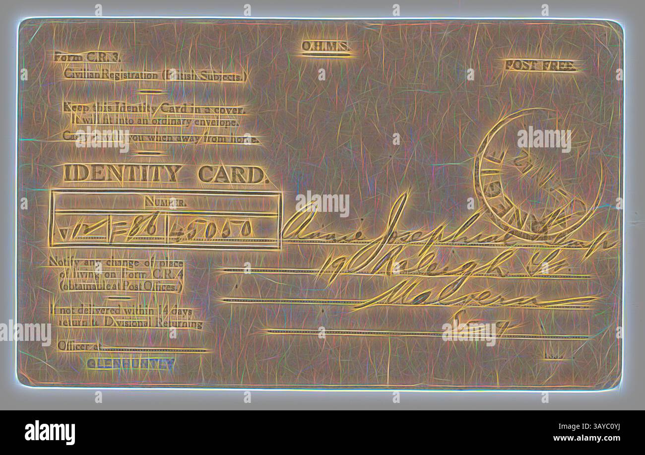 An identity card displaying registration details, including a unique ...