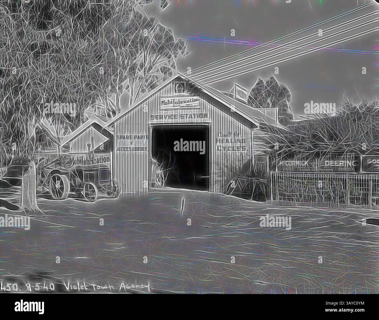 An old-style service station stands with its rustic charm, featuring ...