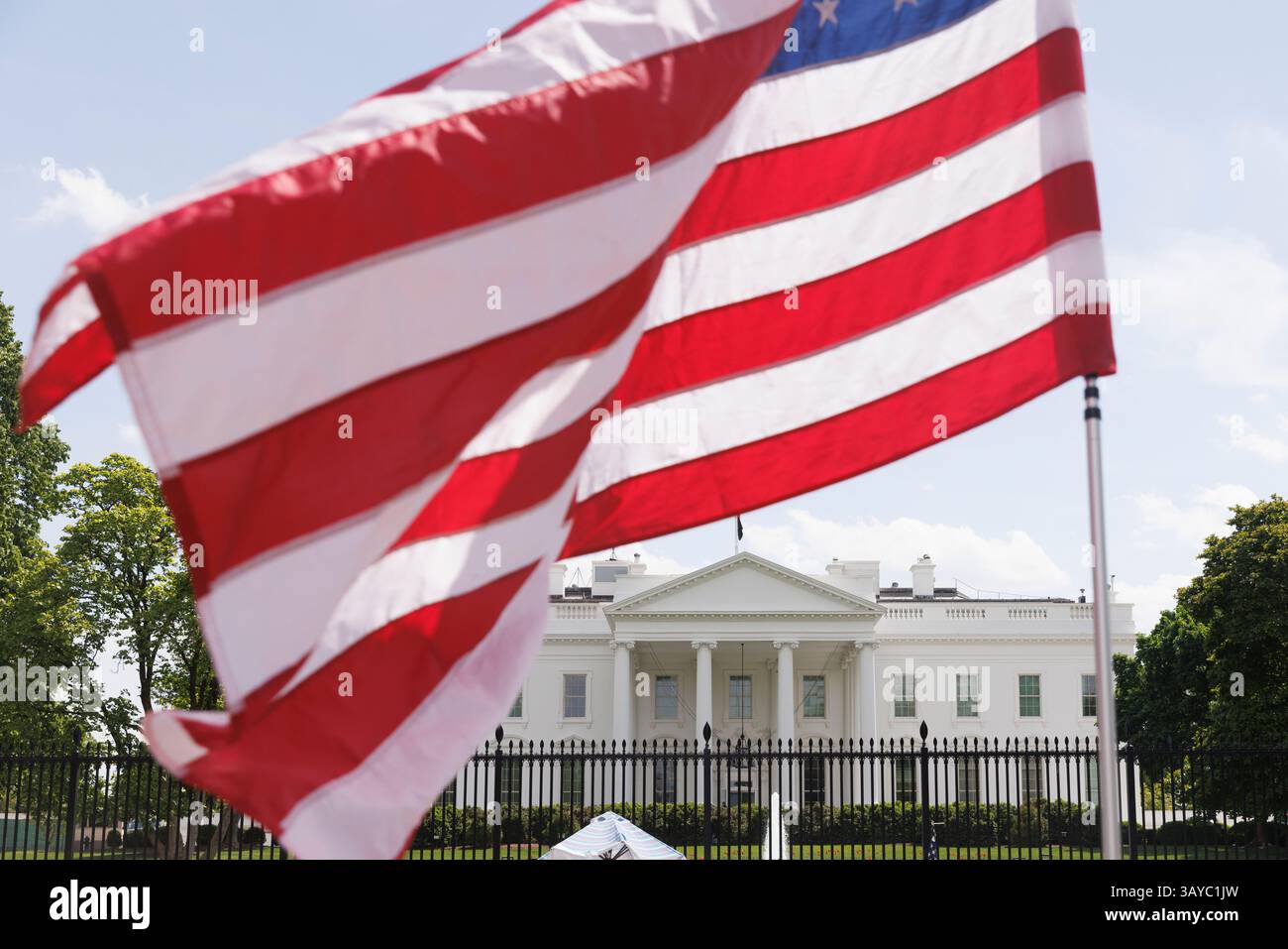 Washington, United States. 22nd Apr, 2025. An American flag flies in ...