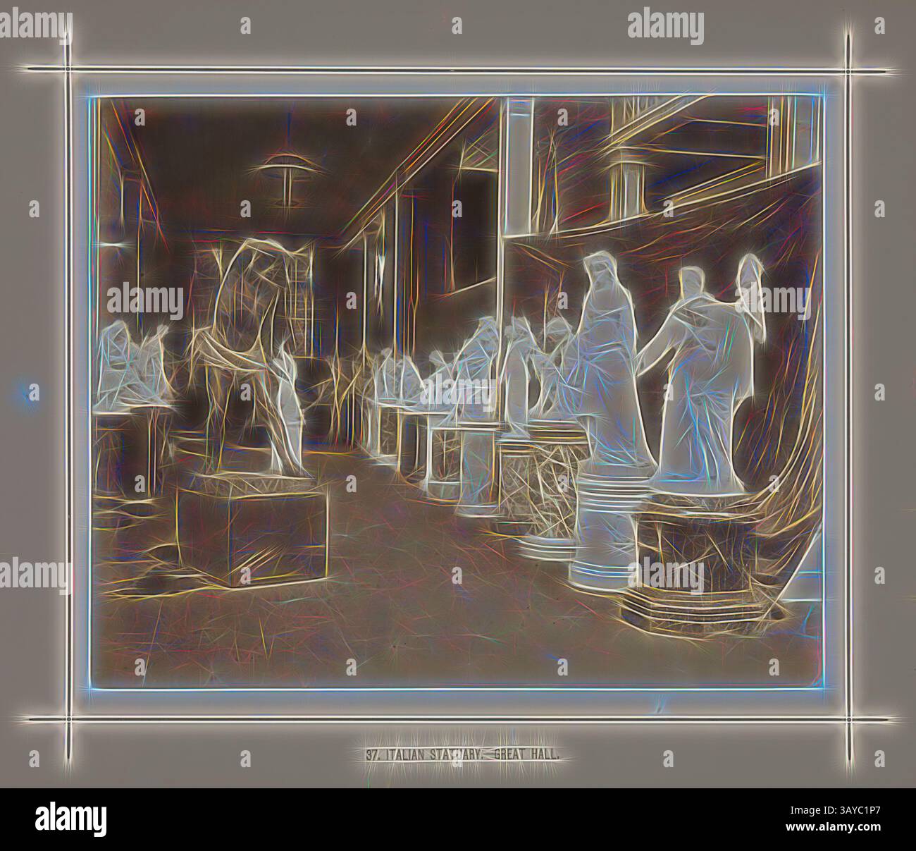 A grand hall featuring an array of elegantly sculpted statues, each ...