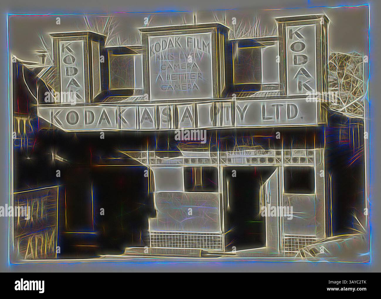 An eye-catching building exterior featuring bold signage advertising ...