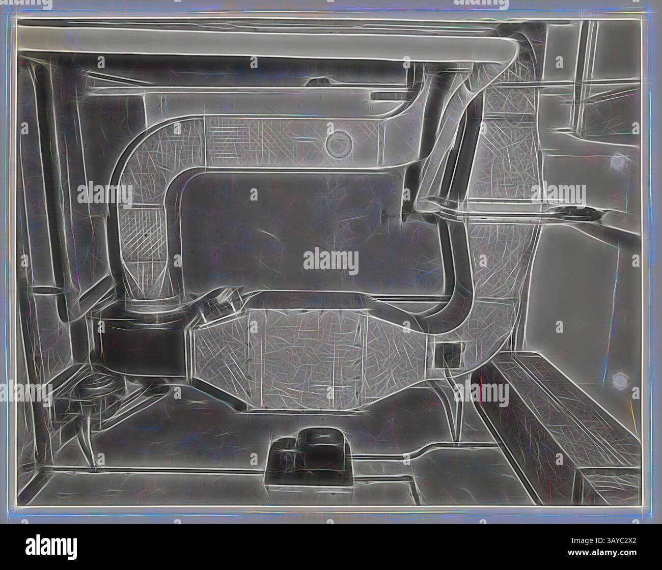An abstract representation of machinery components, showcasing ...