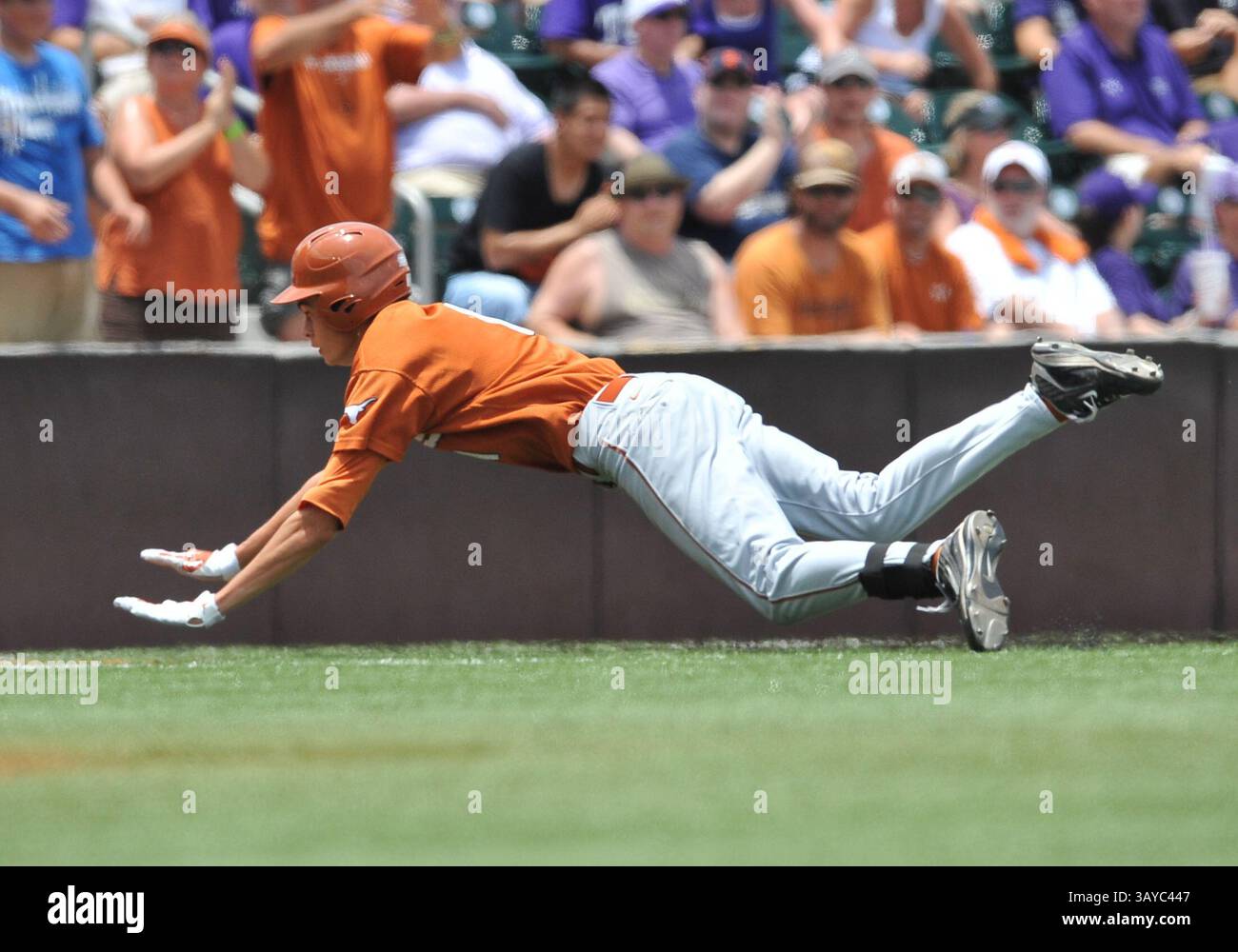 June 12 2010: .1 Cohl Walla RHP/OF of Texas gets a triple as he dives ...
