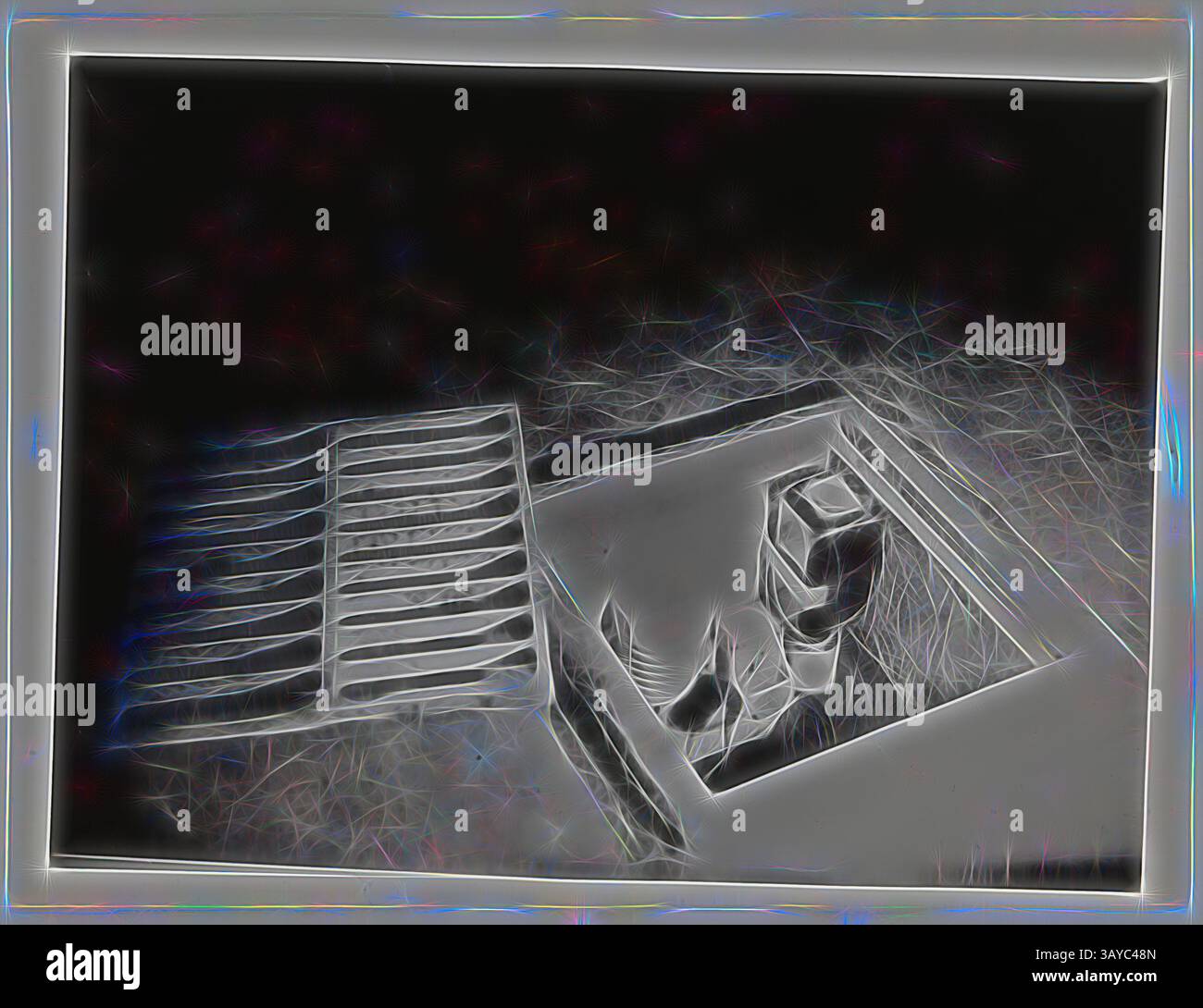 An open hatch reveals a glimpse of a mysterious underground space, with ...