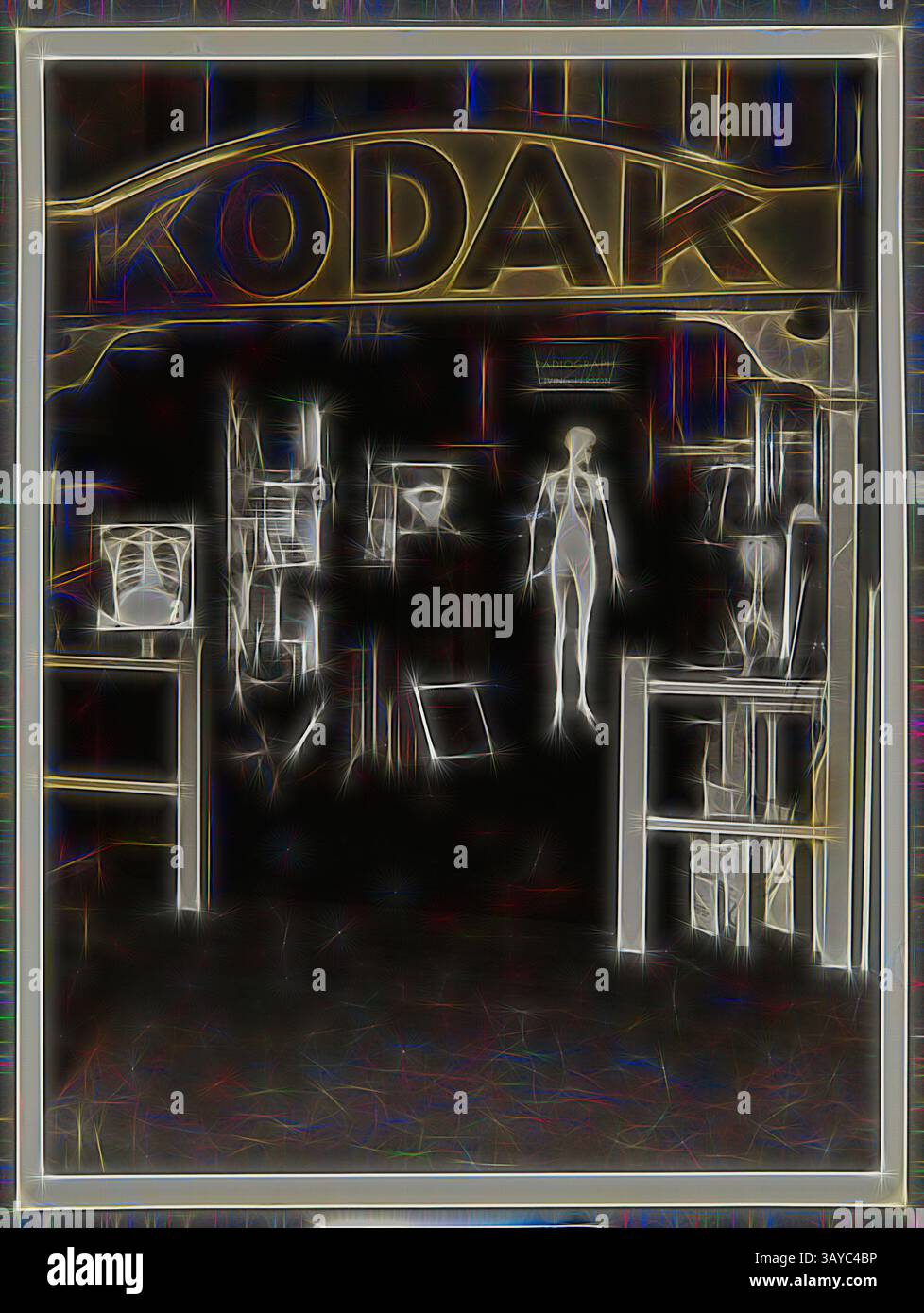 A vintage storefront featuring a prominent Kodak sign, with various ...