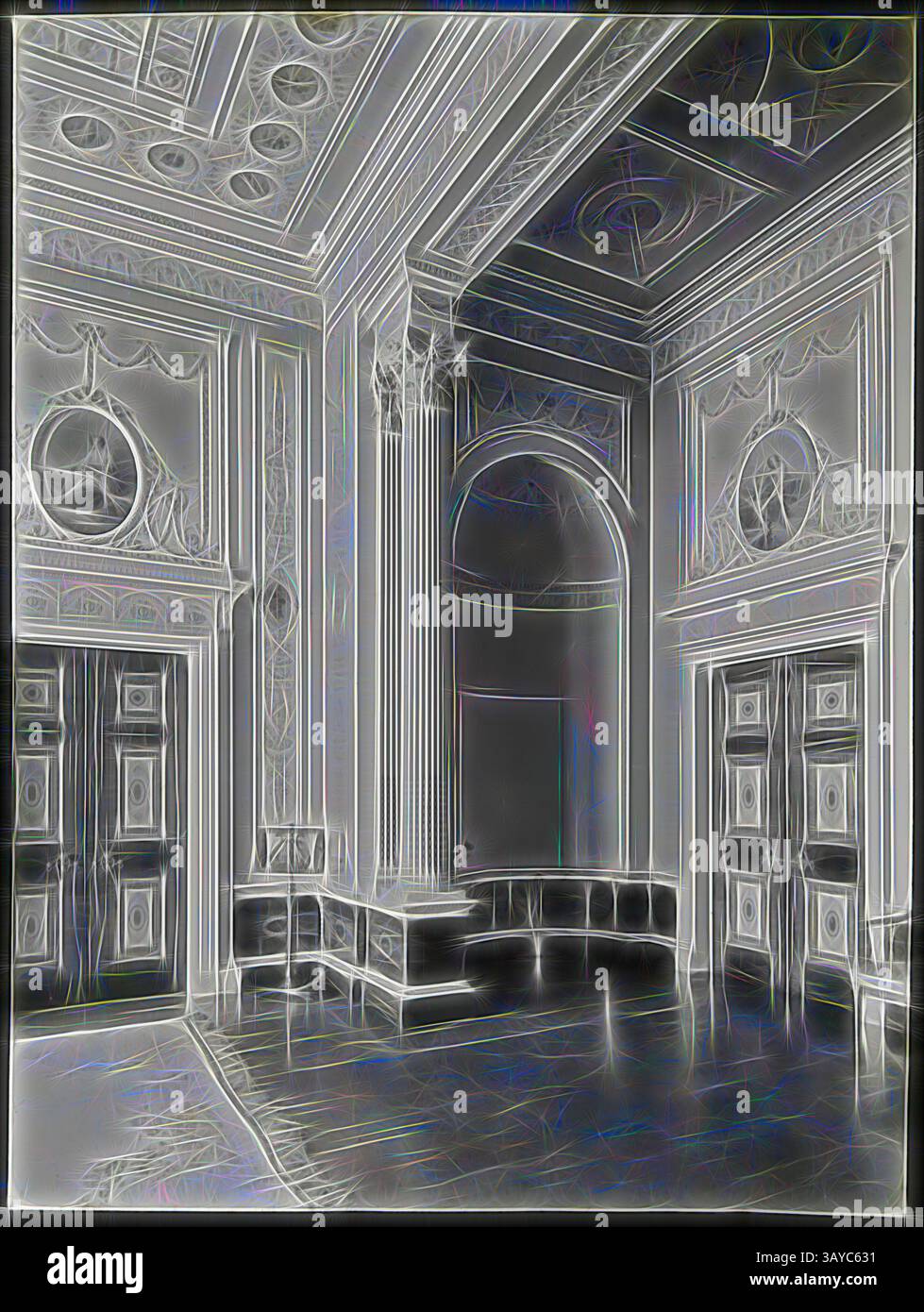 An elegant interior featuring intricately detailed architecture, with ...