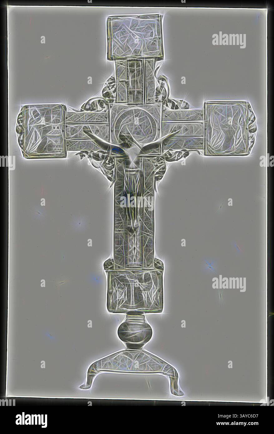 An intricately designed cross features detailed craftsmanship, with ...