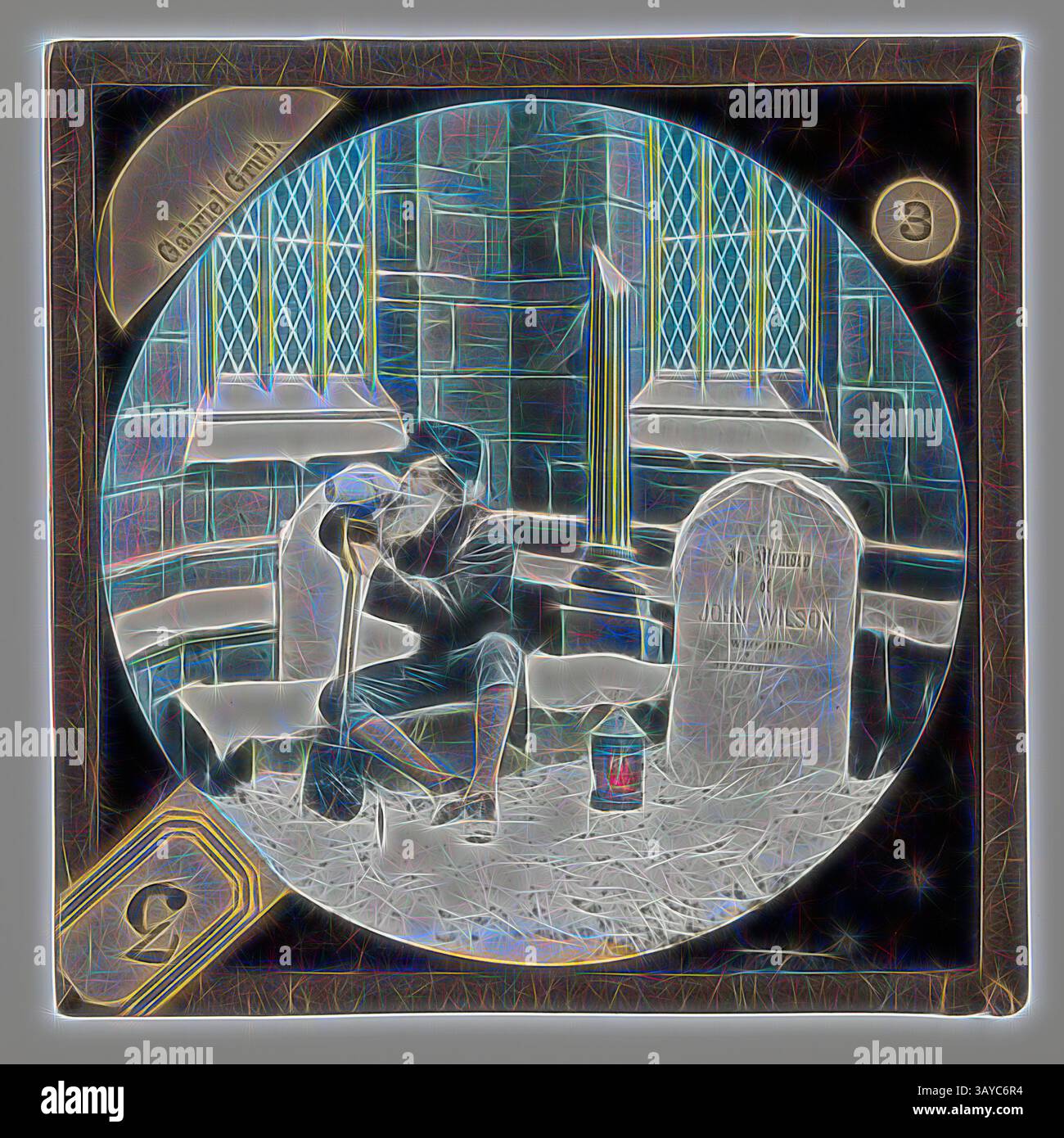 A somber scene depicts a figure kneeling beside a gravestone, paying ...