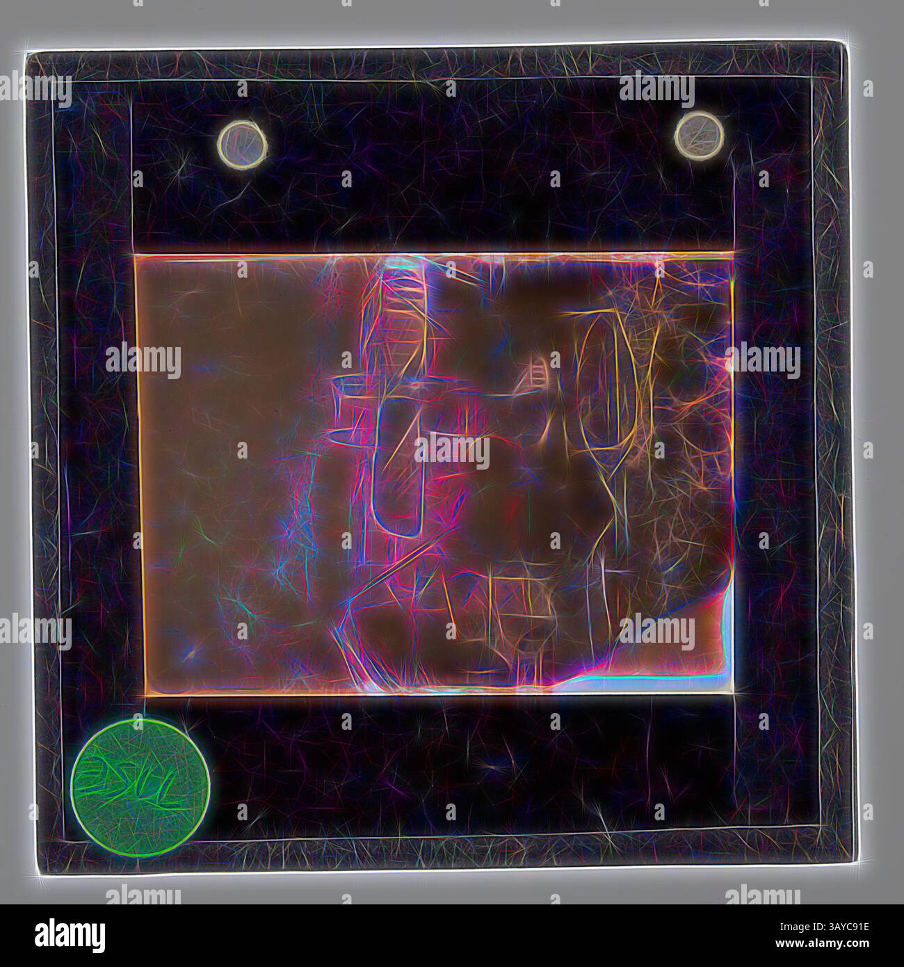 An abstract representation featuring intricate lines and colors, with a ...