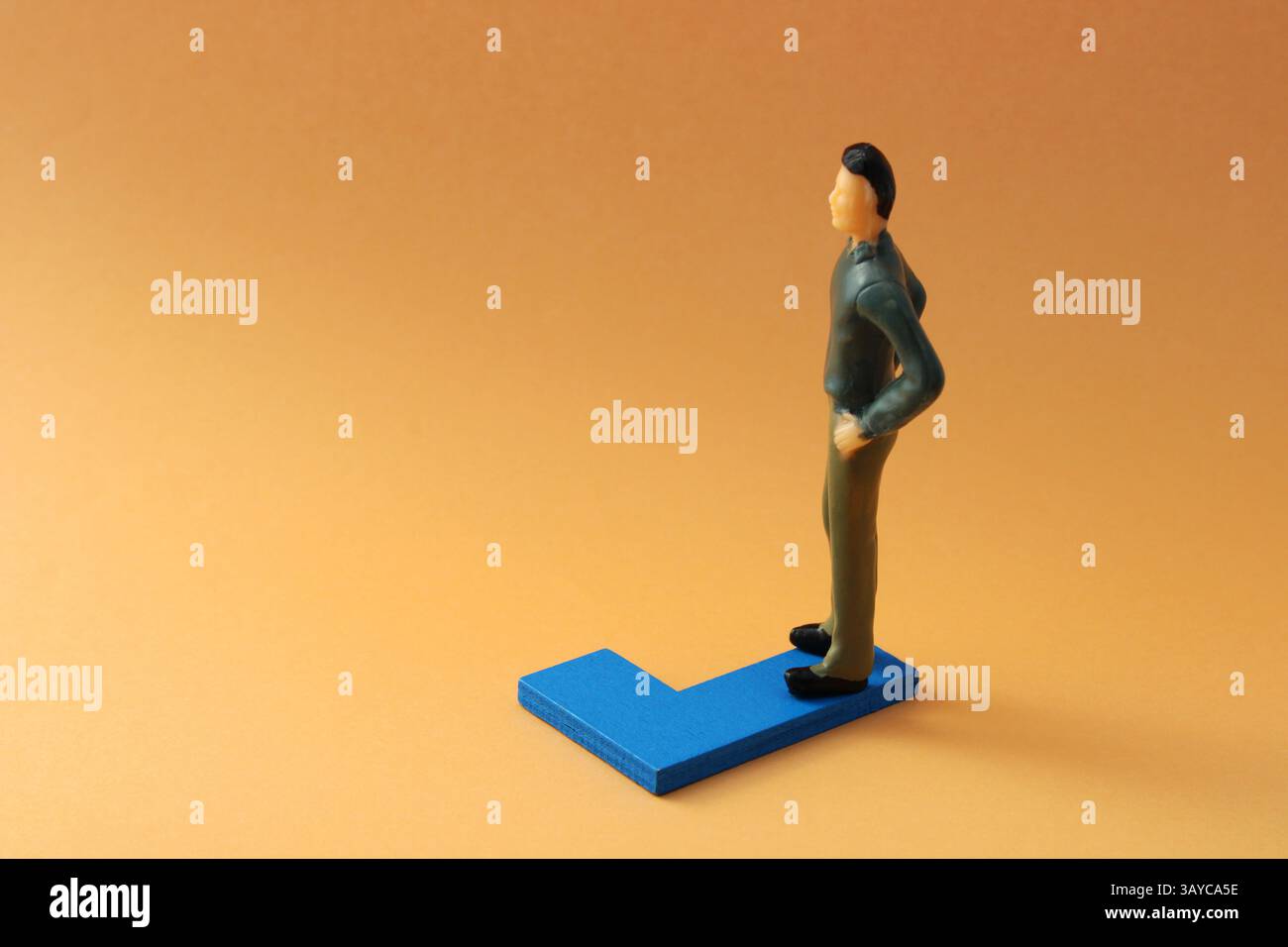 Check mark, leading executive with their goal met Stock Photo - Alamy