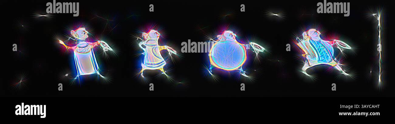 A series of playful, abstract figures in dynamic poses, each ...