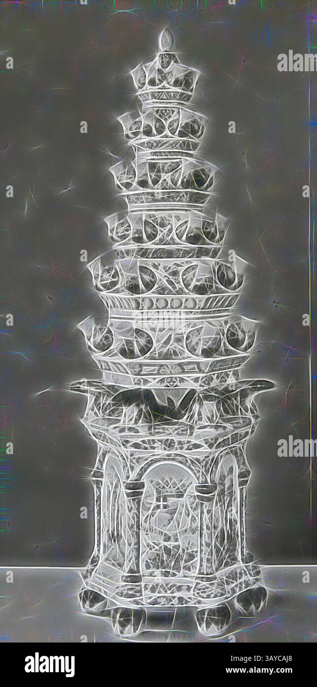 An intricately designed tiered structure featuring multiple layers and ...