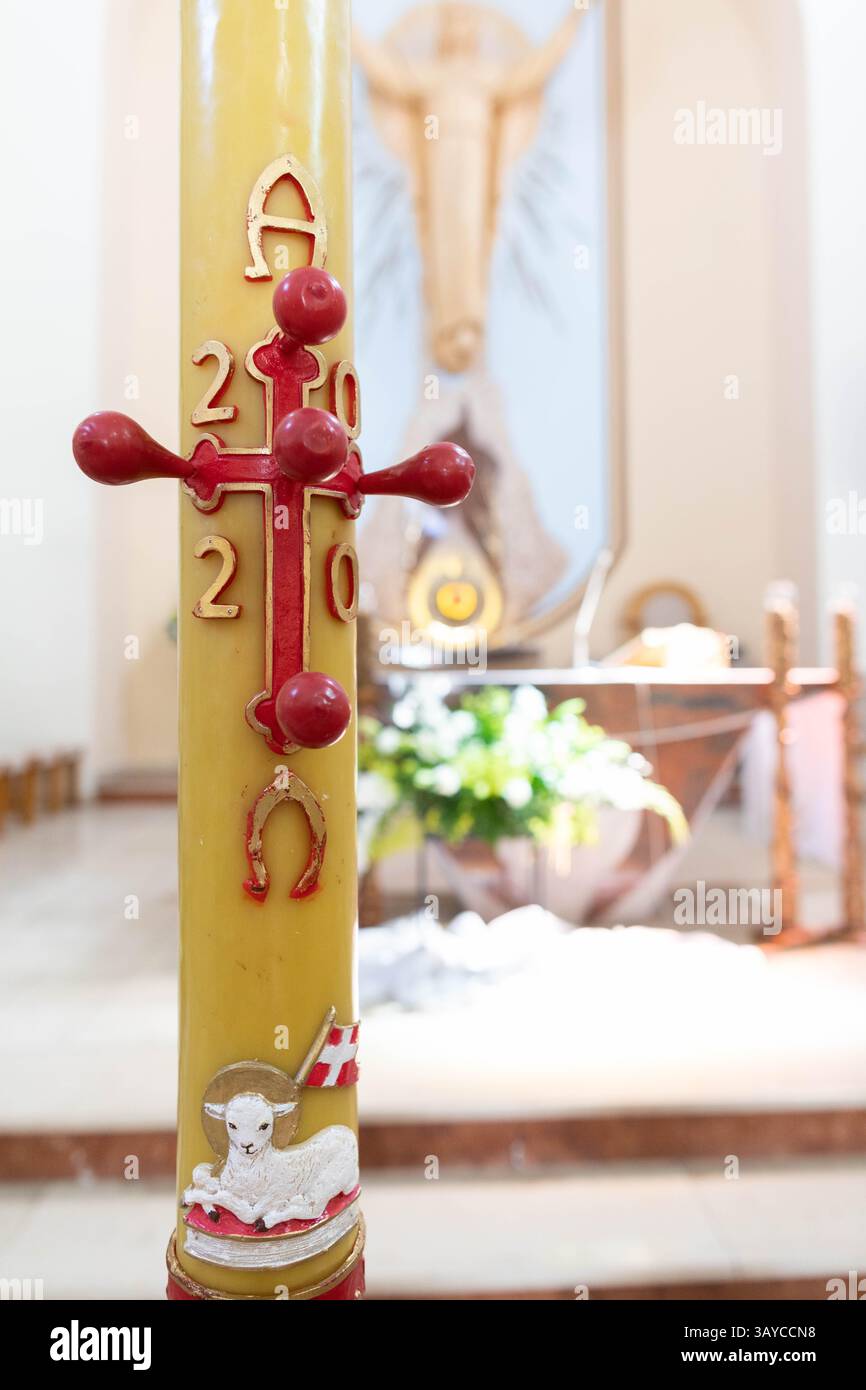The Beautiful and Meaningful Religious Candle Display Seen in a Church ...