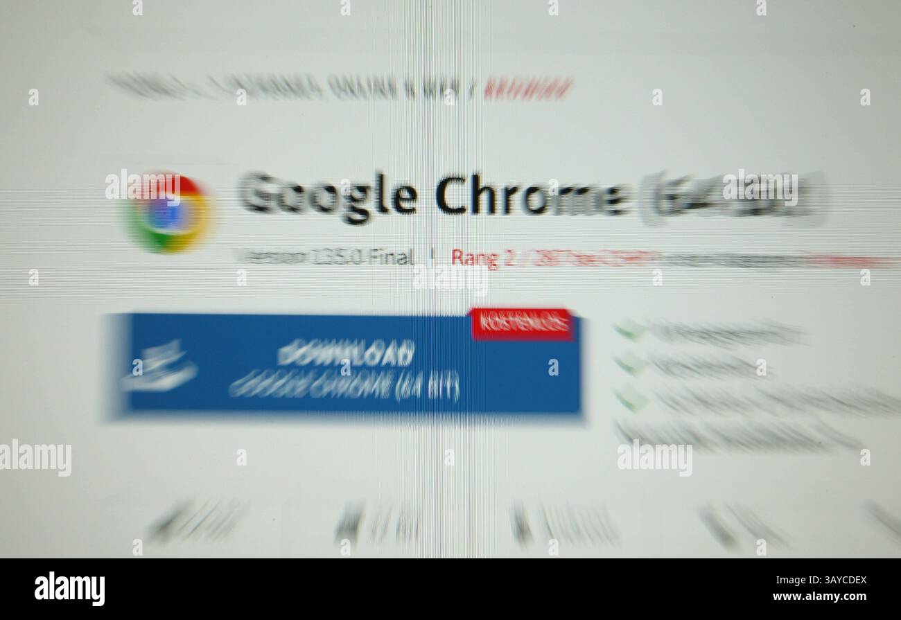 Auf einem Laptop wurde eine Website mit dem Download-Button des ...