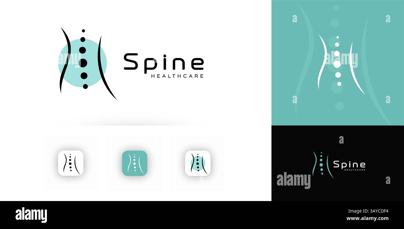 Spine healthcare logo symbol. Abstract back pain treatment icon for ...