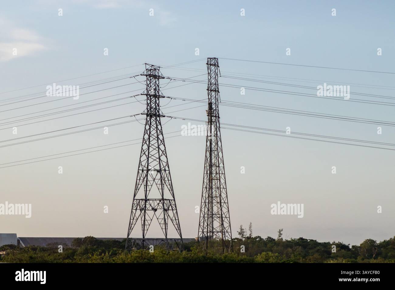 High voltage power transmission tower Stock Photo - Alamy