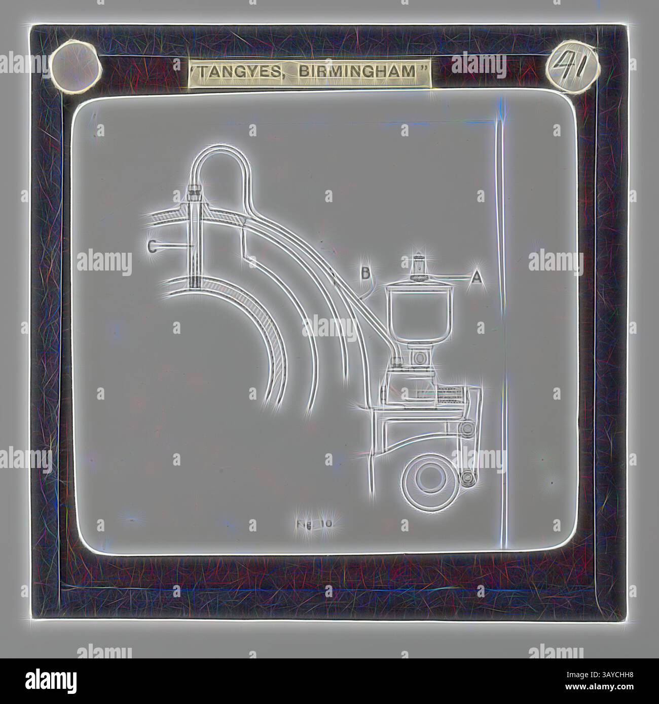 A technical illustration depicting a mechanical device, labeled with ...
