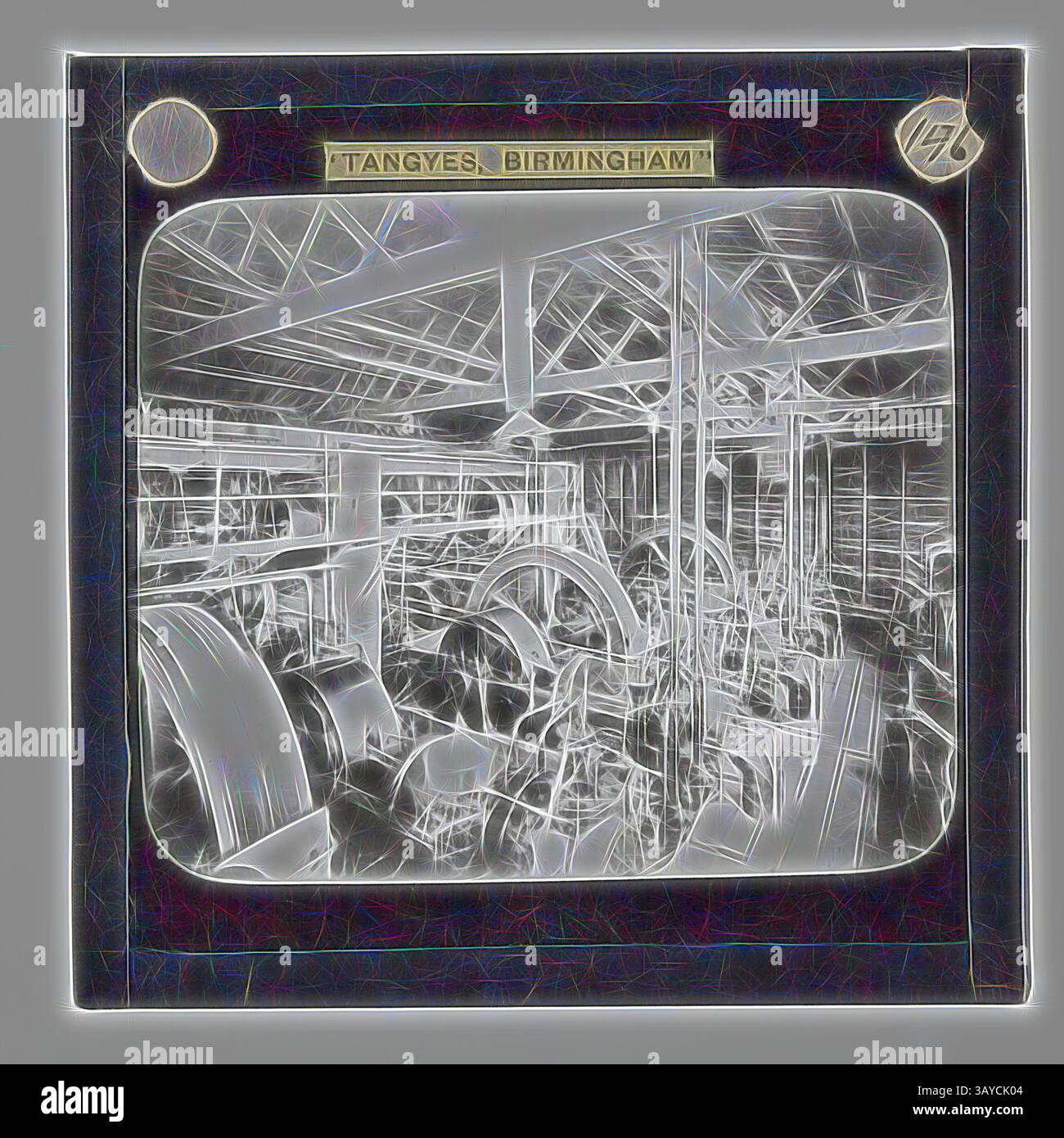 A historical perspective of an industrial workshop featuring large ...