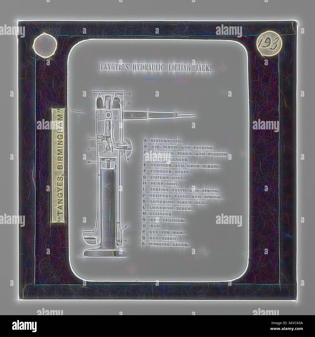 A detailed diagram of a hydraulic lifting jack, featuring labeled ...