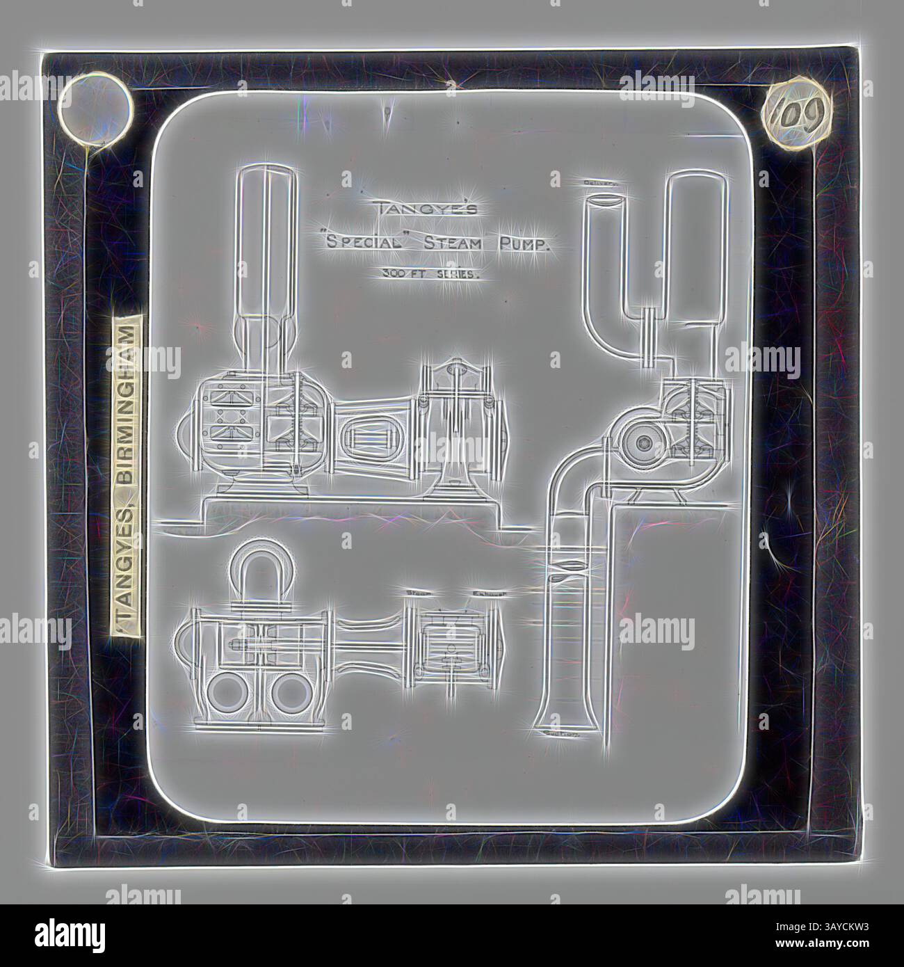 A detailed technical illustration showcasing a special steam pump ...