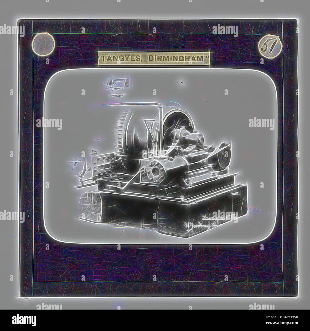 A vintage machinery illustration showcases a complex industrial device ...