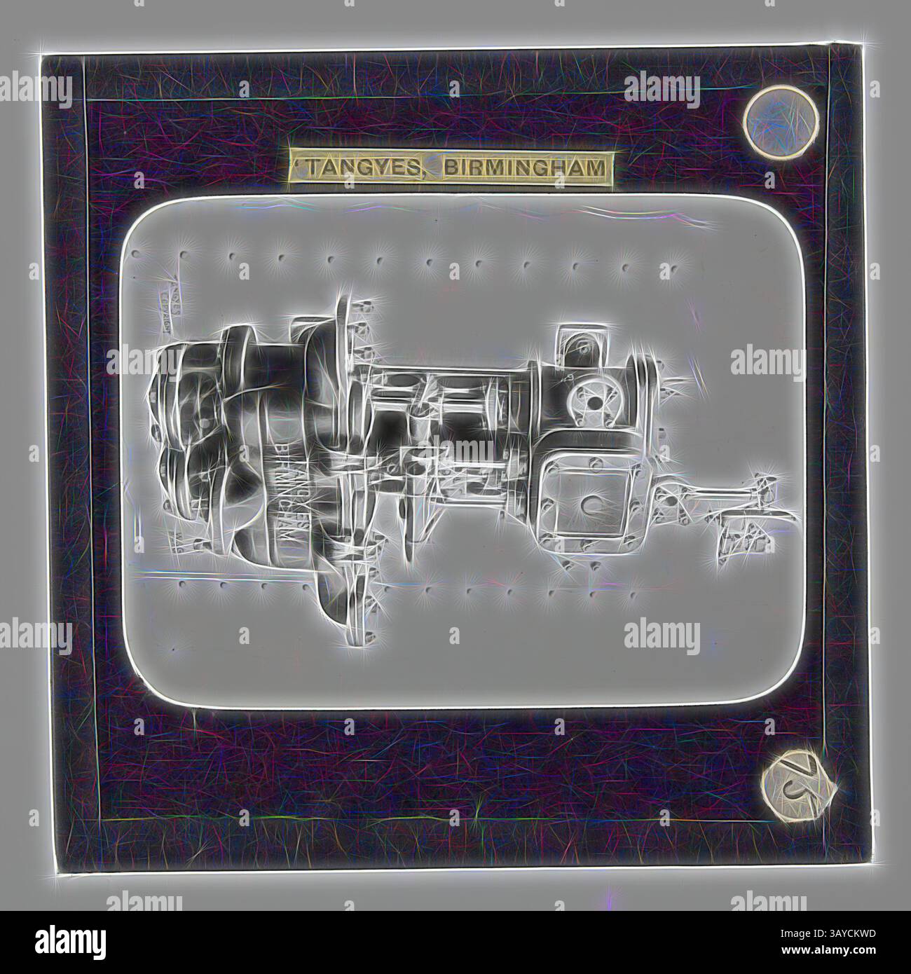 An intricate illustration of an early mechanical device, showcasing ...