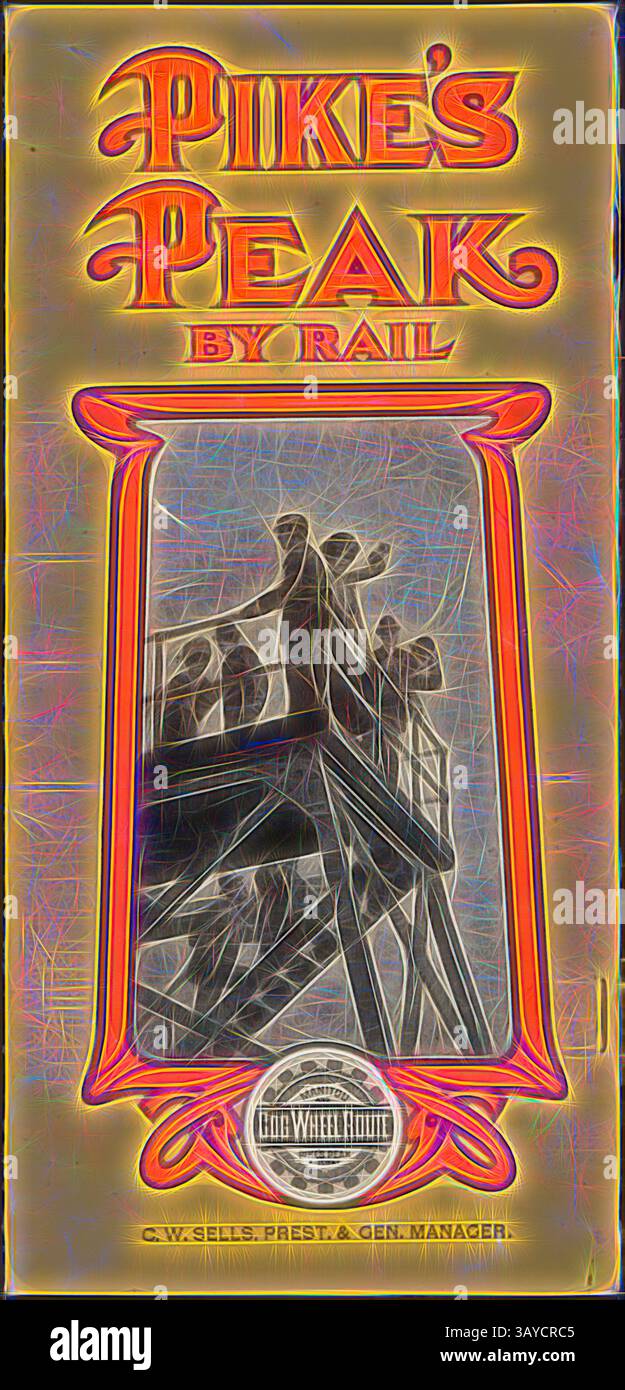 A vintage advertisement for a scenic railway journey to Pike's Peak ...