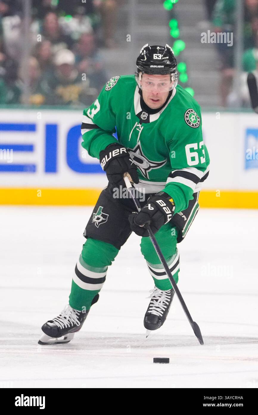 Dallas Stars right wing Evgenii Dadonov (63) skates with the puck ...