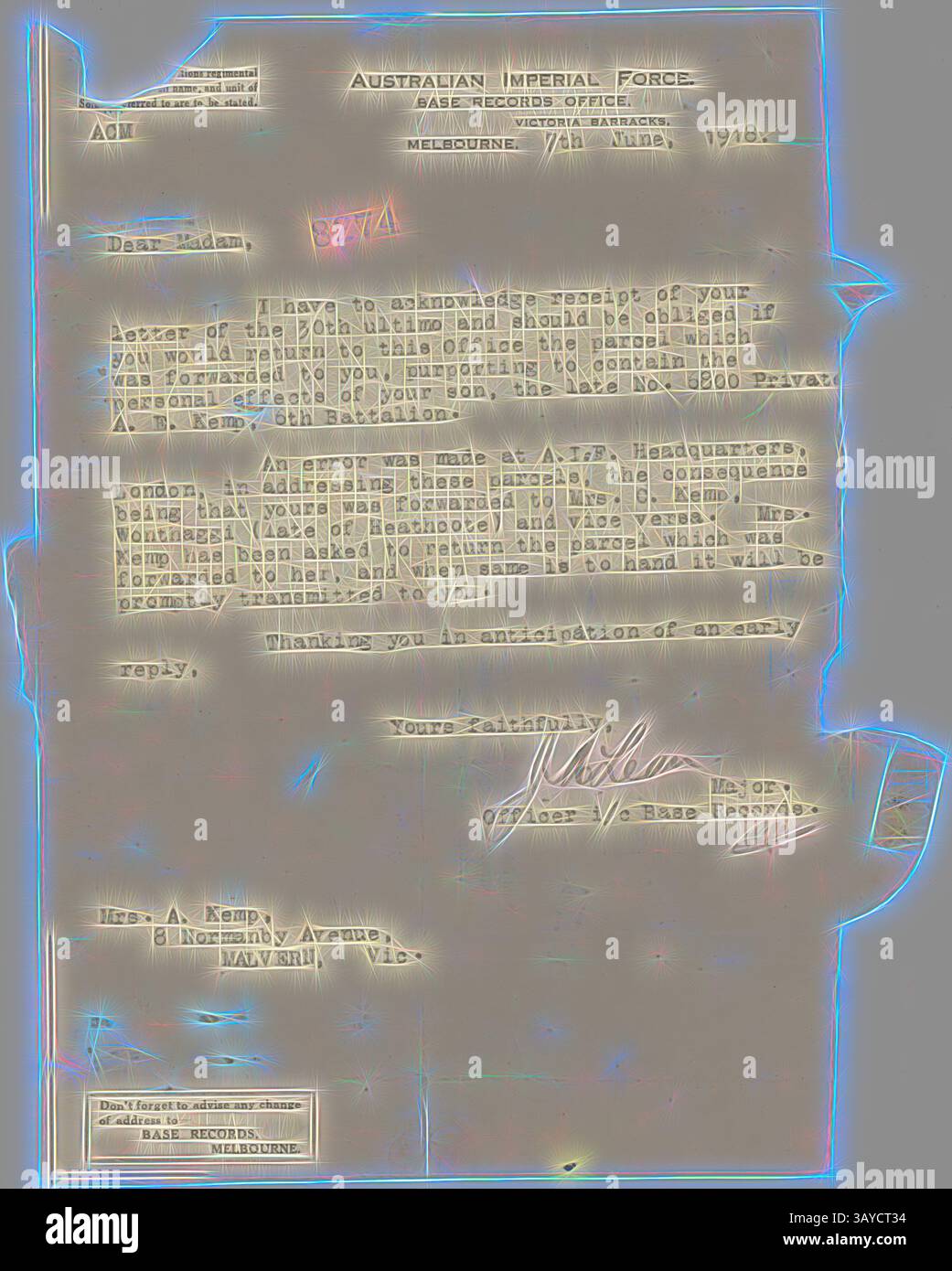 A historical letter dated March 7, 1918, addressed to a recipient in ...