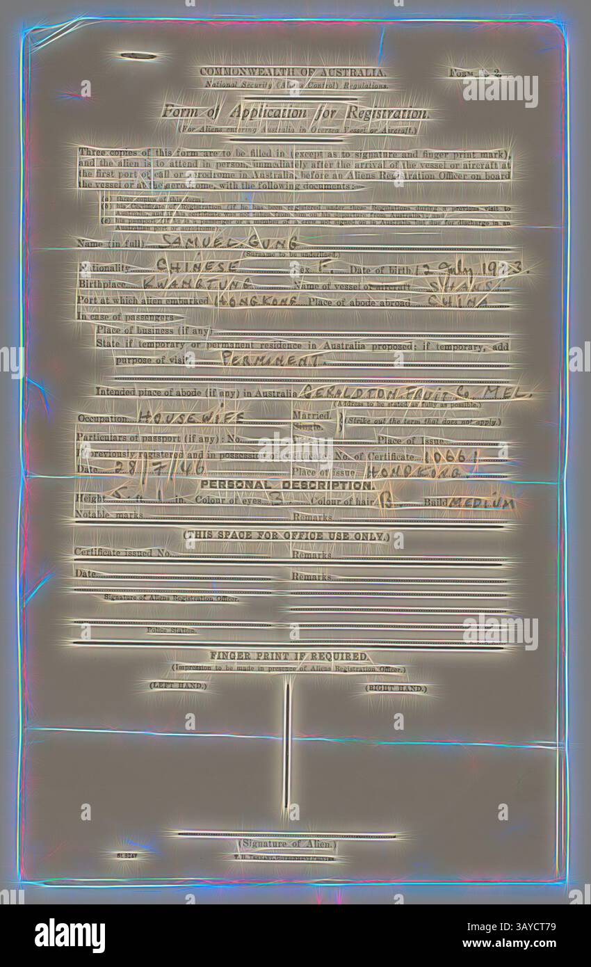 A completed application form for registration in the Commonwealth of ...