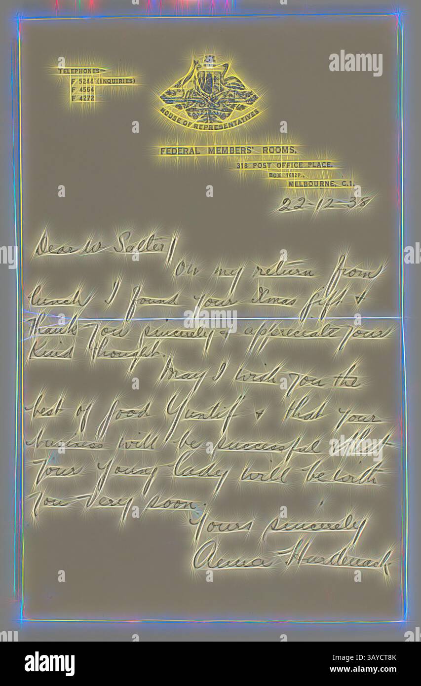 A handwritten letter expressing gratitude and well wishes, dated ...