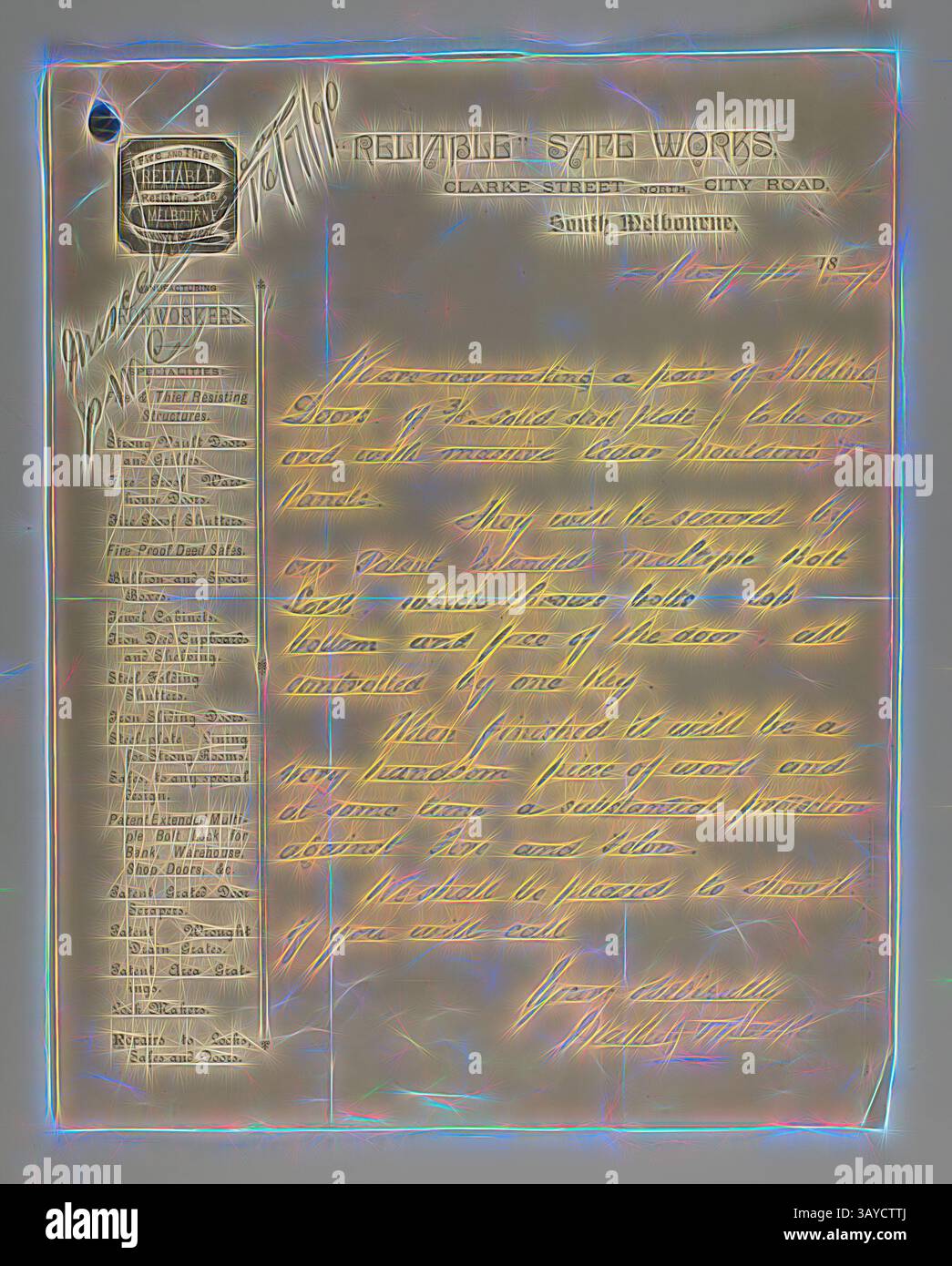 A letterhead from Reliable Safe Works, located on Clarke Street, South ...