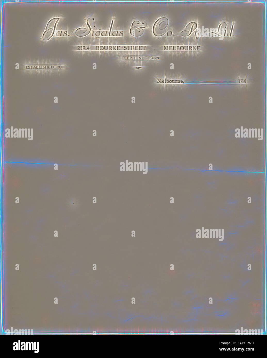 A vintage letterhead featuring the name "Jas. Sigalatis & Co. Pty Ltd ...
