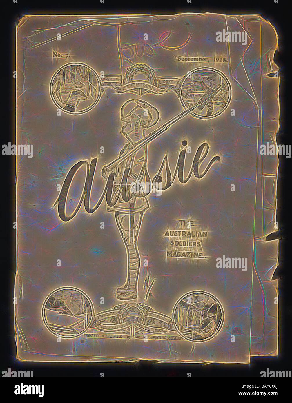 The cover of a historic magazine titled "Aussie," featuring a bold ...