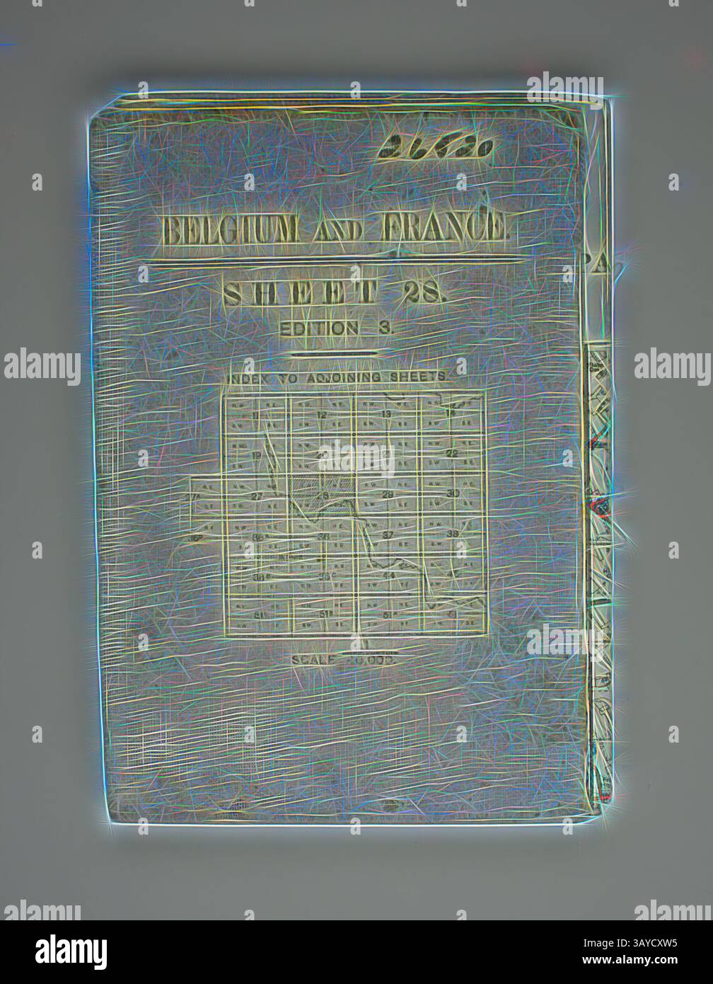 An old map titled "Belgium and France Sheet 28," featuring an index to ...