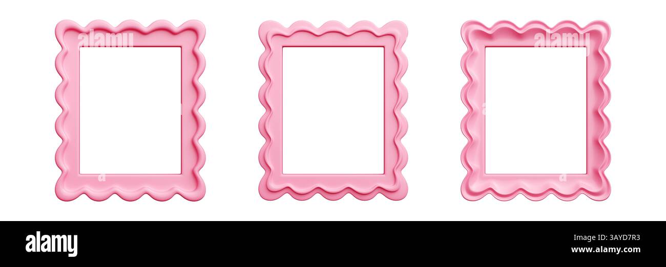Scallop 3d pink frame border set exhibits rippled mollusk-inspired ...