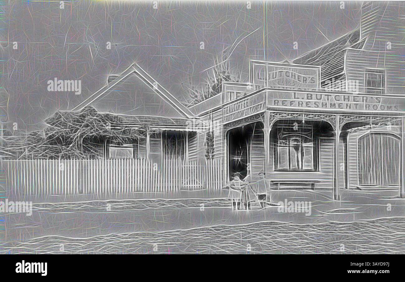 A quaint building featuring a sign that reads "L. Butcher's Refreshment ...