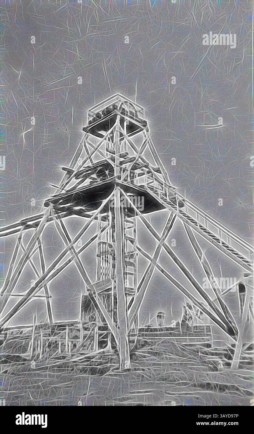 A towering mining structure rises against the sky, showcasing intricate ...