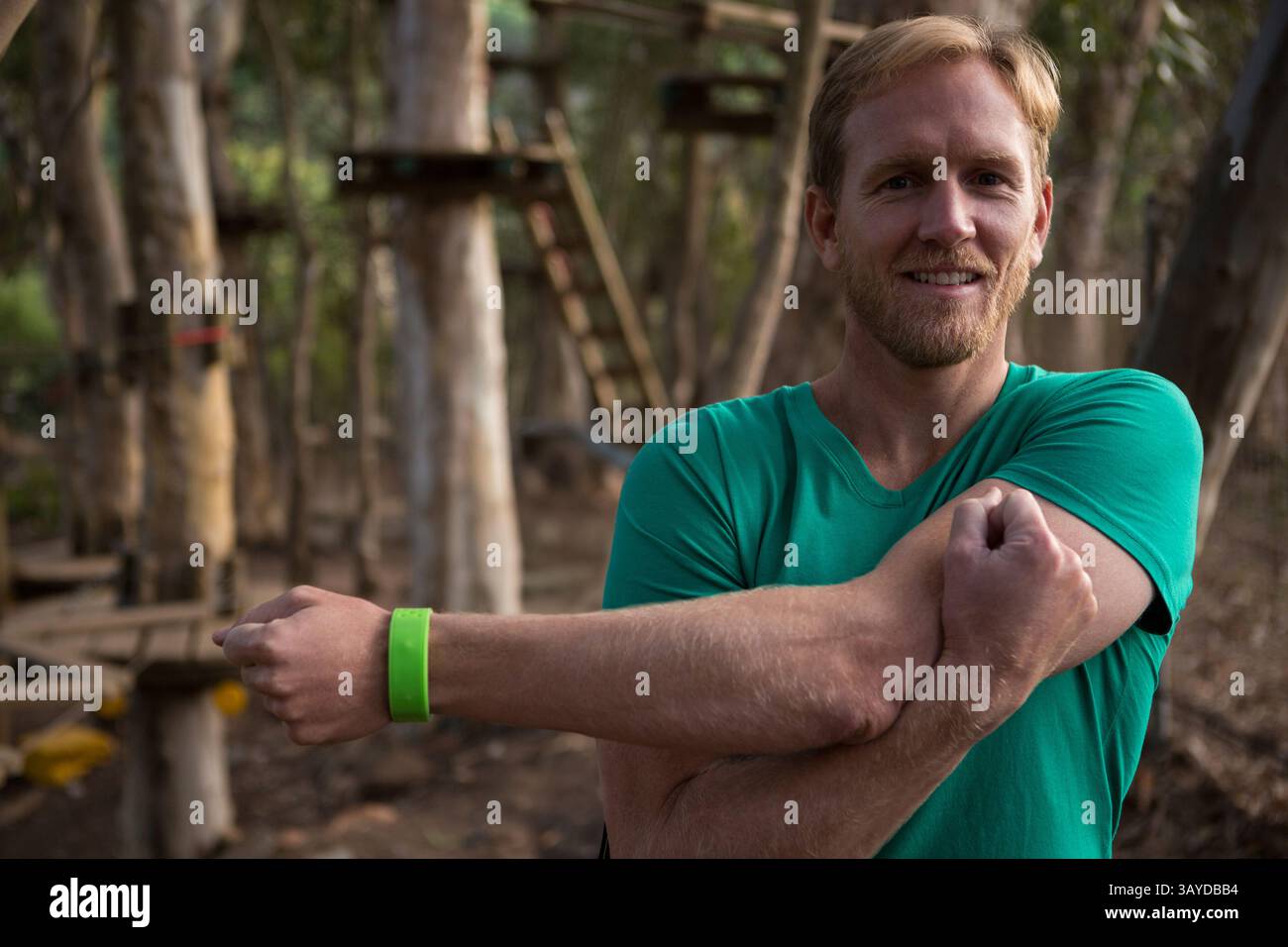 Man in rope course aerial hi-res stock photography and images - Alamy