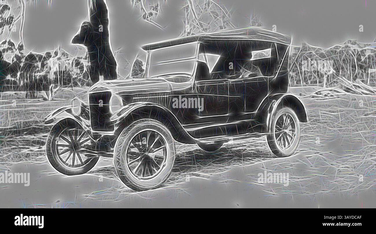 A vintage automobile from the early 20th century, featuring classic ...