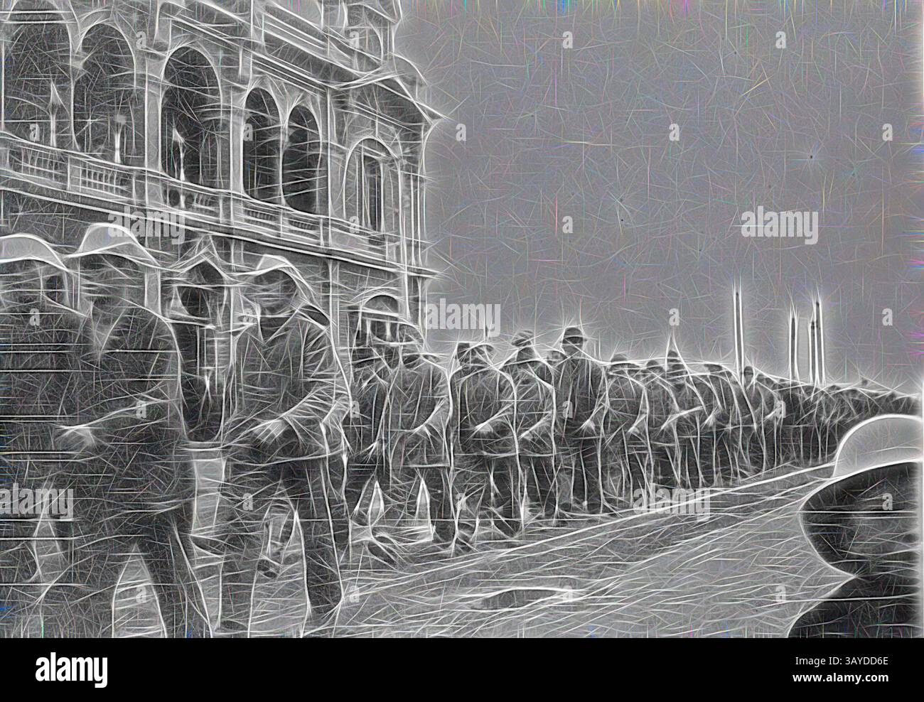 Long line of soldiers marches solemnly past hi-res stock photography ...