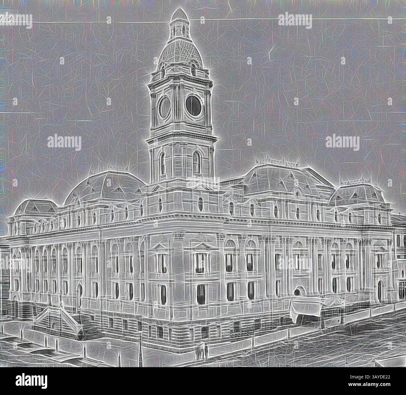 An intricately detailed building featuring an ornate clock tower, with ...