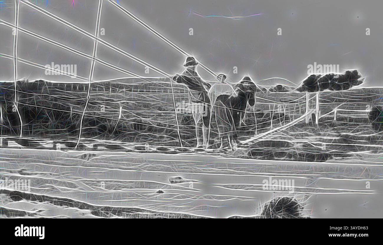 Two figures stand on a landscape, gazing into the distance as they walk ...