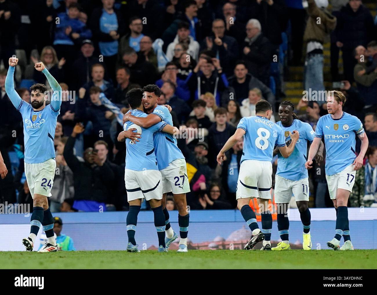 Manchester, UK. 22nd Apr, 2025. Matheus Nunes of Manchester City ...