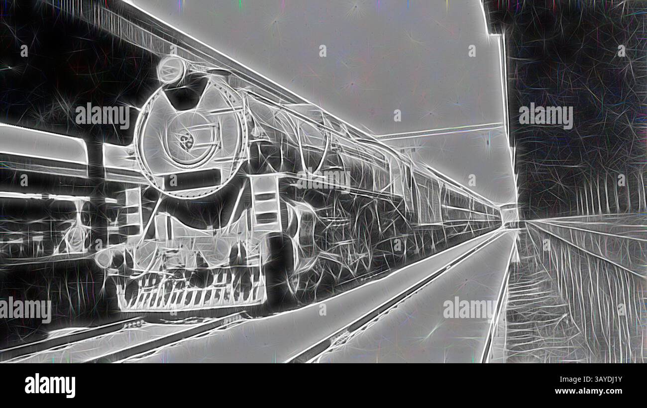 A vintage steam locomotive stands proudly at the platform, its ...