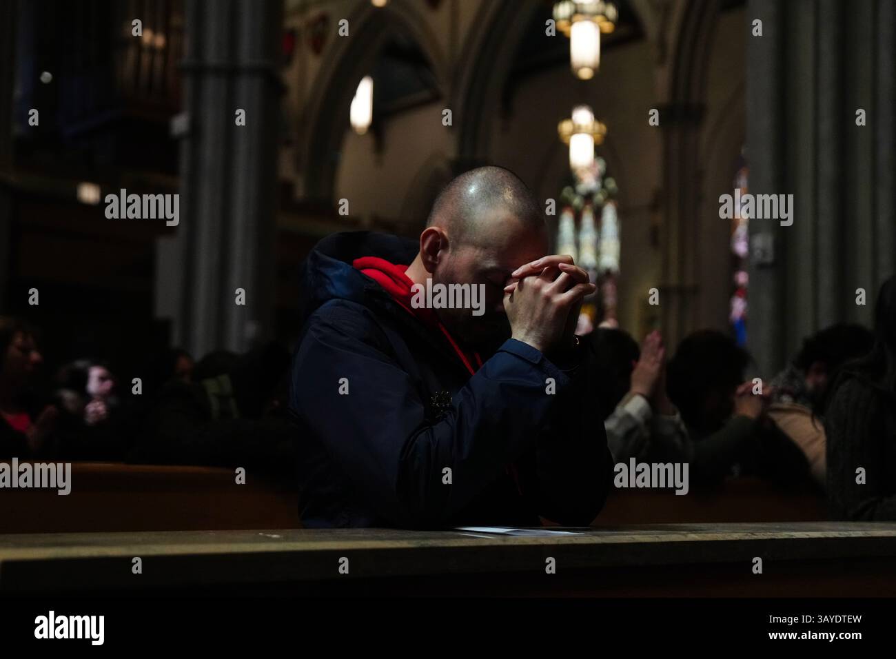 Toronto, Canada. 22nd Apr, 2025. Catholic worshipers attend a mass held ...