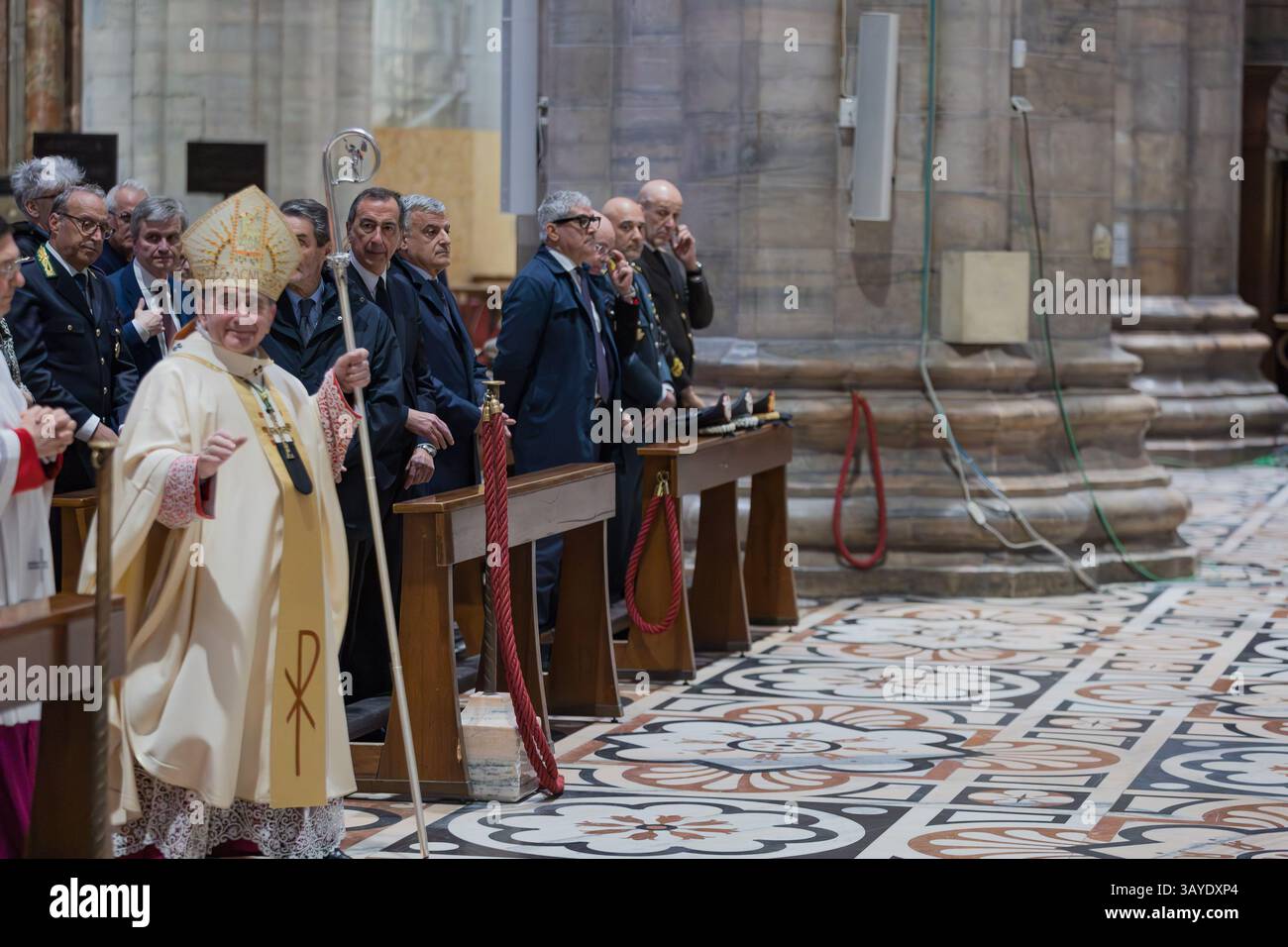 Milan, Italy. 22nd Apr, 2025. archbishop of Milan Mario Del Pini during ...